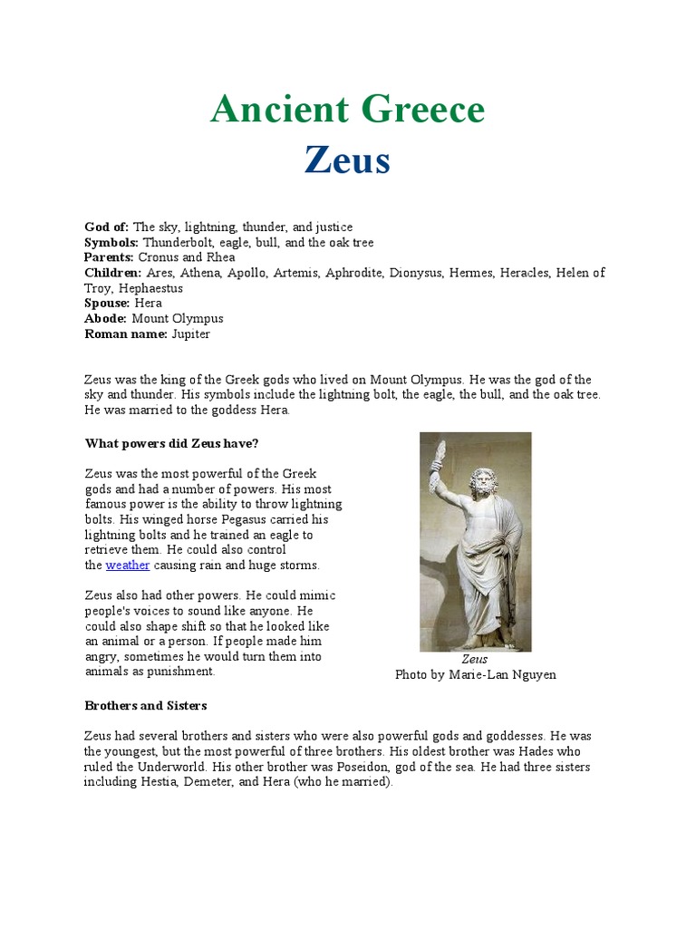History of Zeus | PDF | Twelve Olympians | Zeus