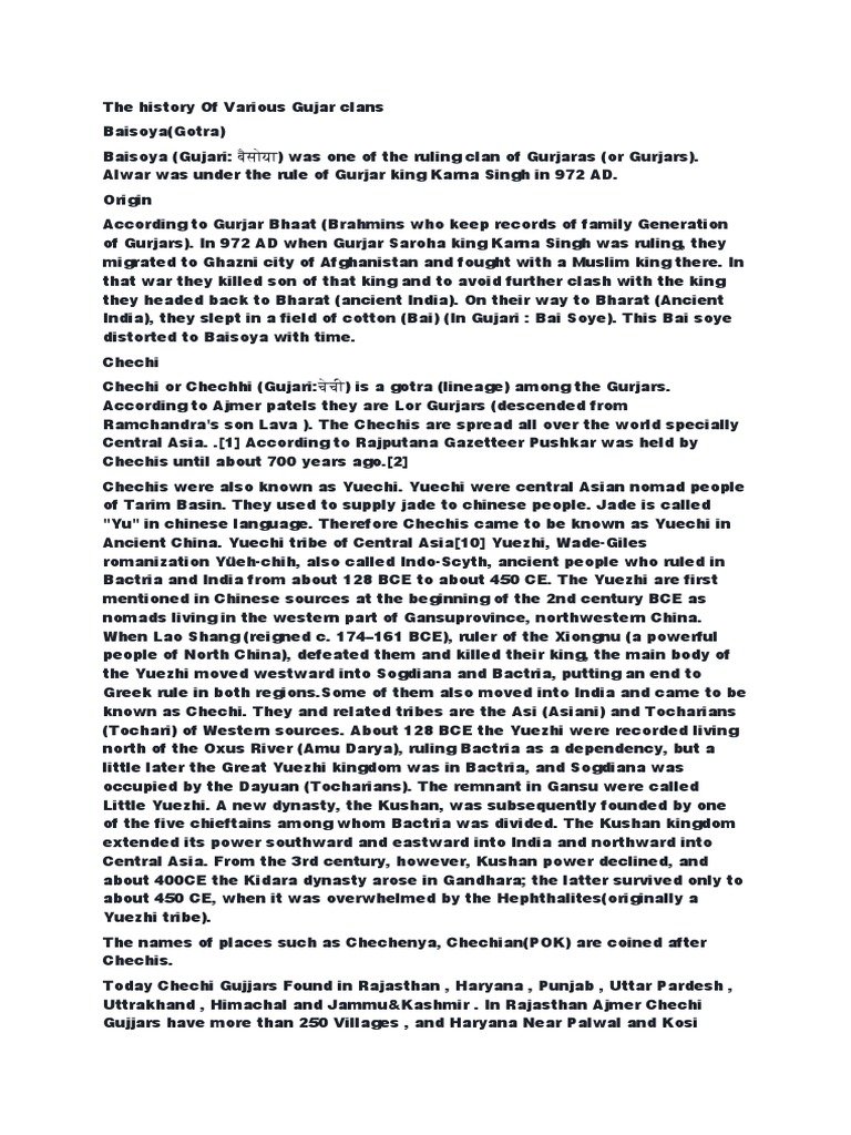 History of Gurjar Clans and Lineages | PDF | Sikhism