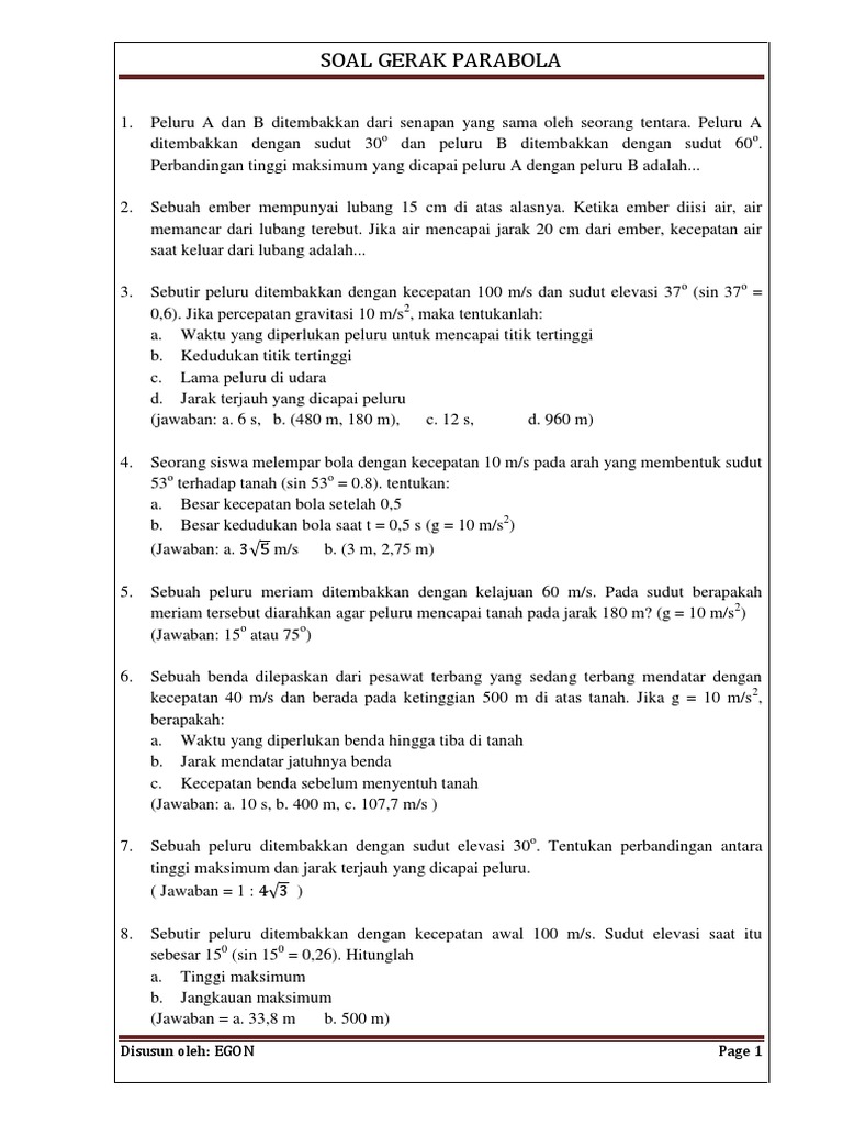Soal Gerak Parabola | PDF