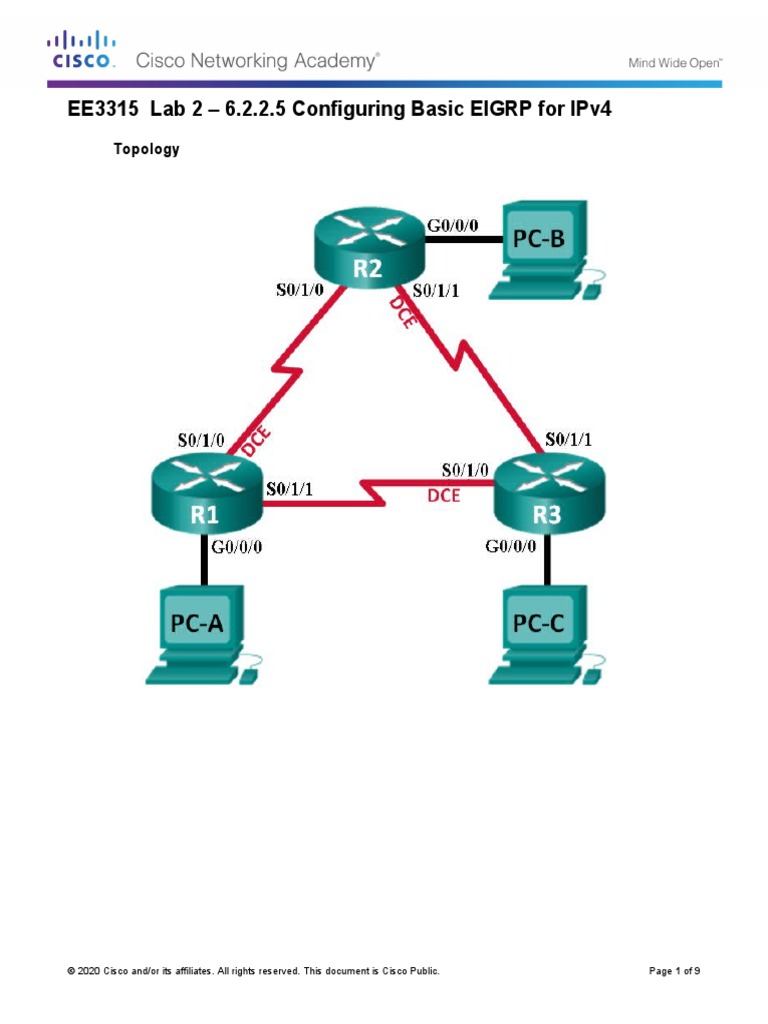 Lab 2 - Configuring Basic EIGRP For IPv4 | PDF | Routing | Router (Computing)