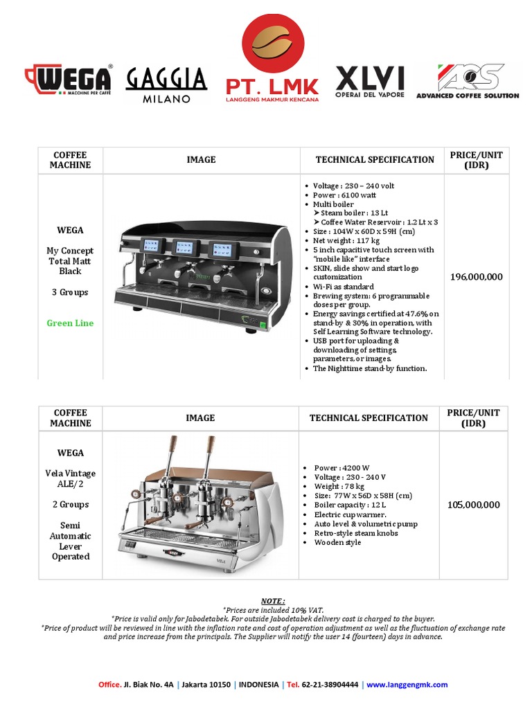 Coffee Machine Price List 2023 | PDF | Coffee | Nature