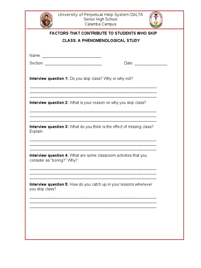 Questionnaire About Truancy | PDF | Psychology | Behavior Modification