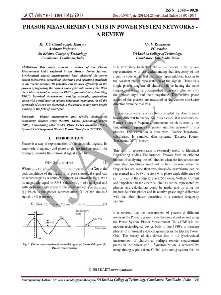 Phasor Measurement Units In Power System Networks Pdf Amplitude Electrical Engineering