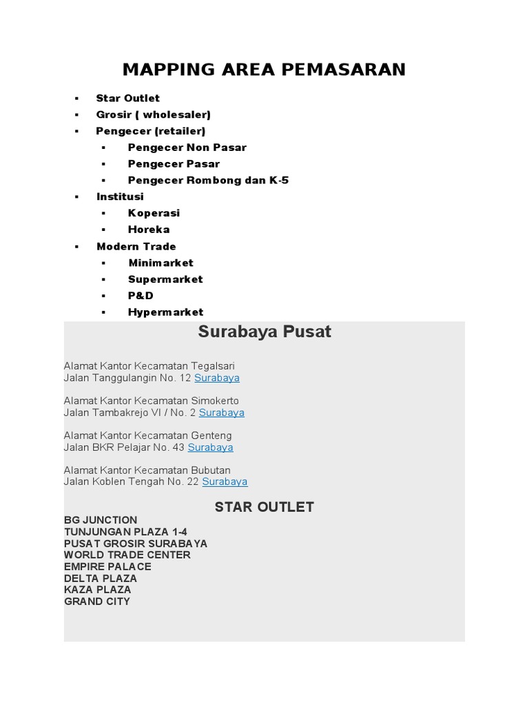 Mapping Area Penjualan | PDF