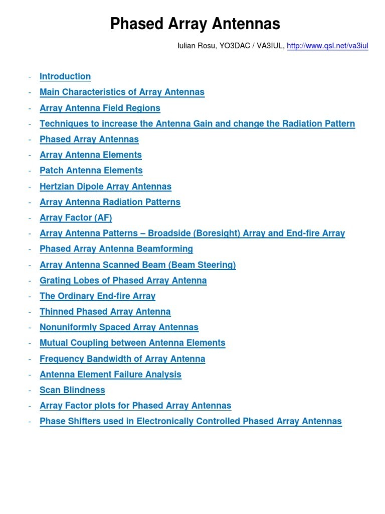 Phased Array Antennas | PDF | Antenna (Radio) | Telecommunications