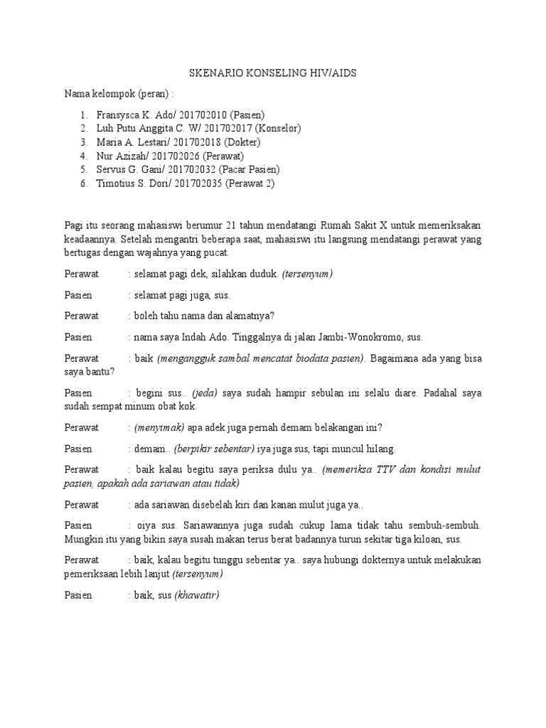 Skenario Konseling Hiv | PDF