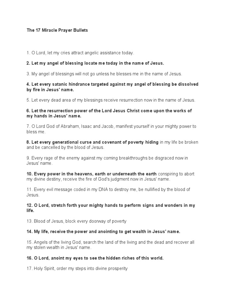 The 17 Miracle Prayer Bullets | PDF | Angel | Jesus