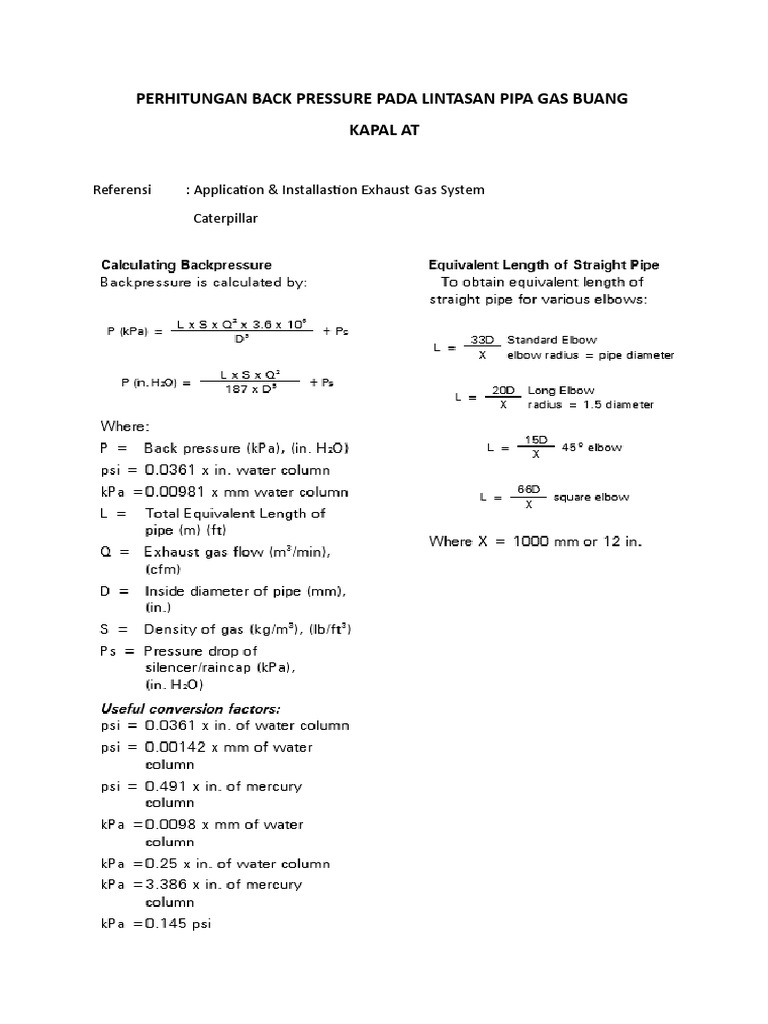 Back Pressure Calculation in Exhaust Piping | PDF | Science & Mathematics