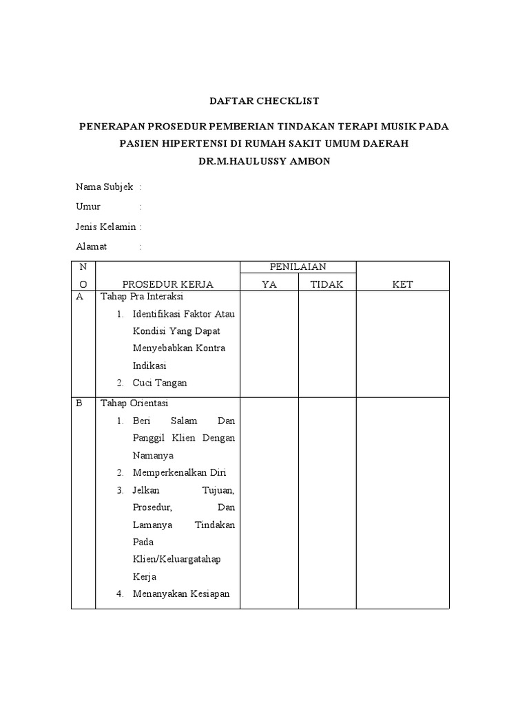 Daftar Checklist Pdf