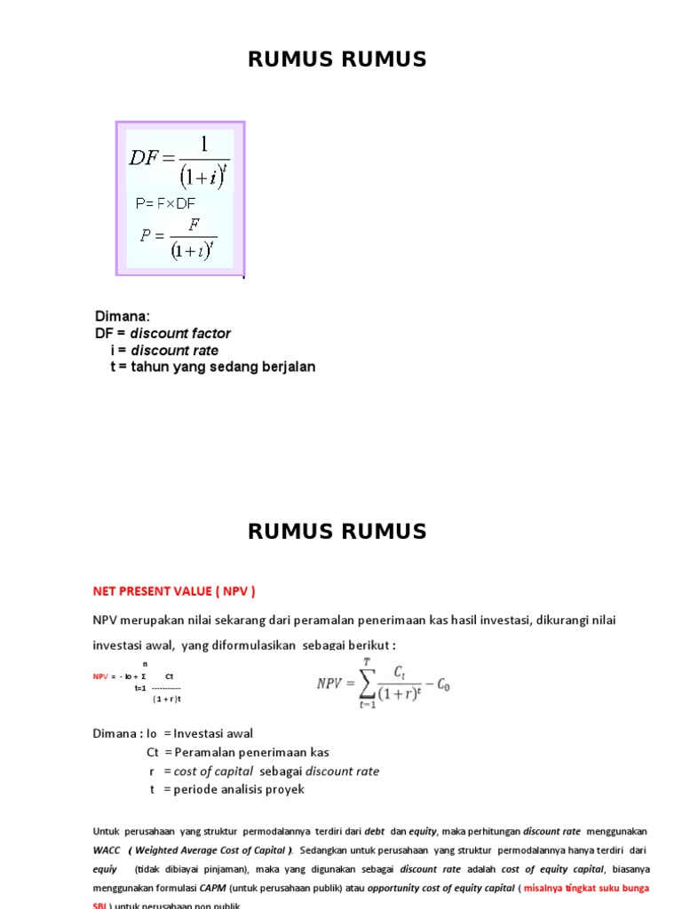 Rumus Investasi dan Analisis NPV | PDF | Pengelolaan Keuangan & Uang ...