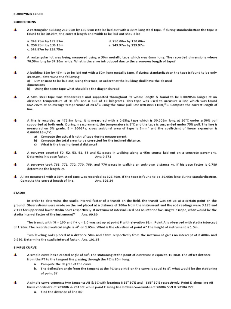 SURVEYING I and II | PDF | Tangent | Angle