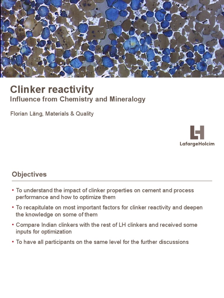 Clinker Reactivity - Chemistry - 17may18 | PDF | Cement | Materials