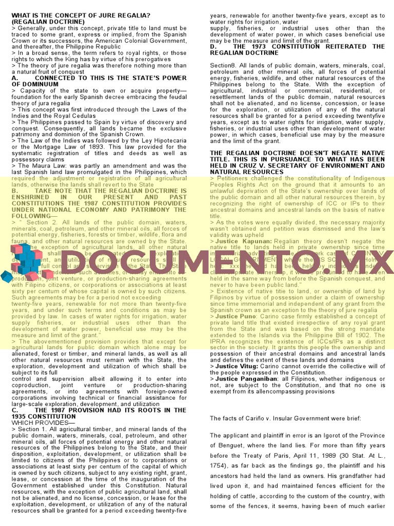 Regalian Doctrine | PDF | Intellectual Property | Spanish Empire