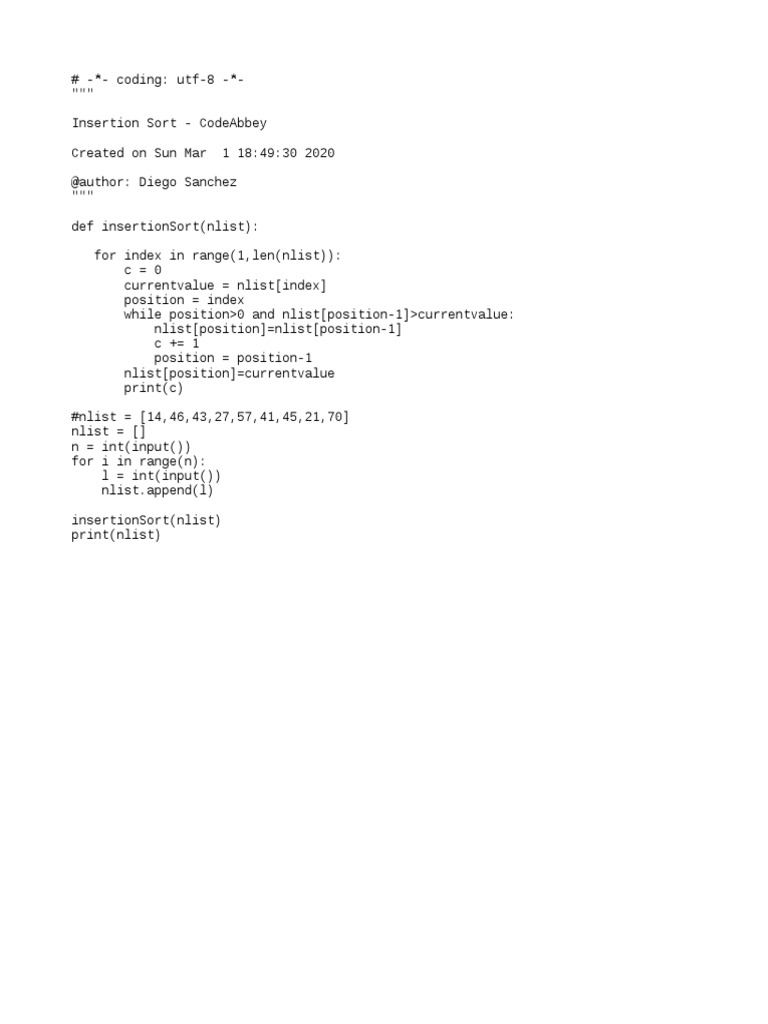 Insertion Sort - CodeAbbey | PDF