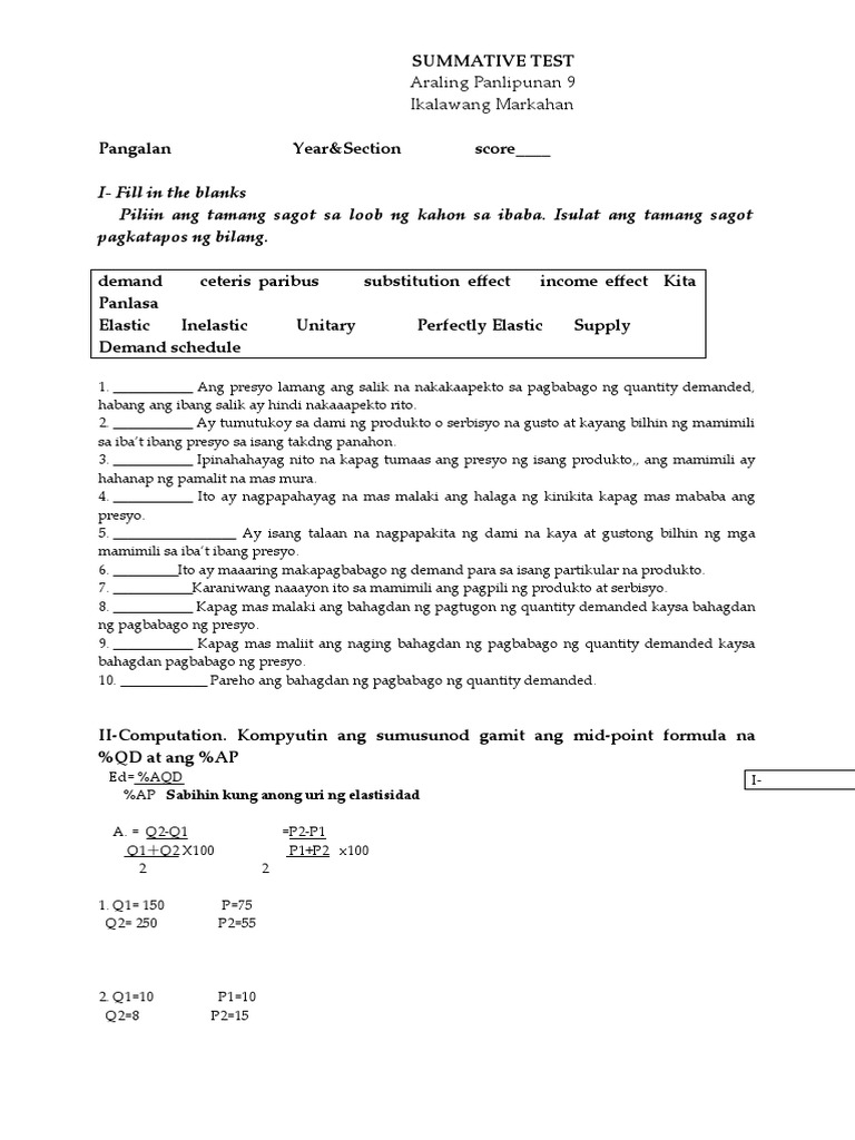 Summative Test Ap-9 | PDF