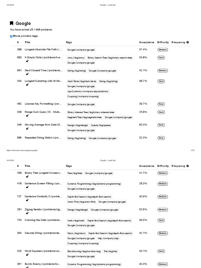Google - LeetCode | PDF | Discrete Mathematics | Computer Data
