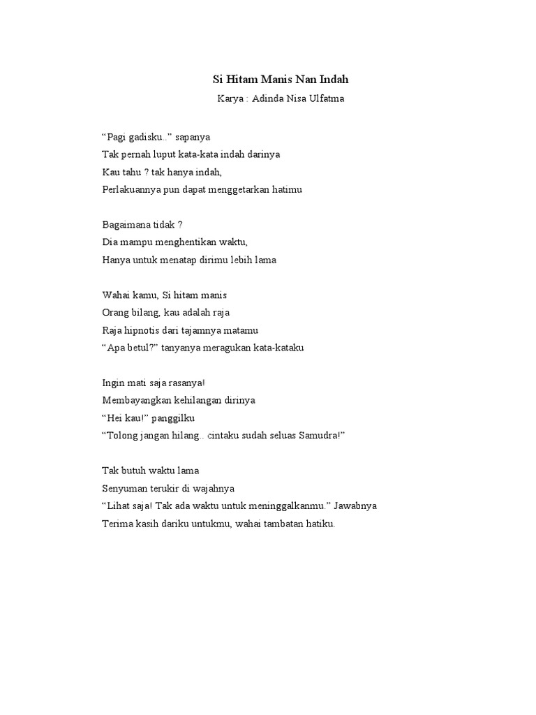 Si Hitam Manis Nan Indah | PDF