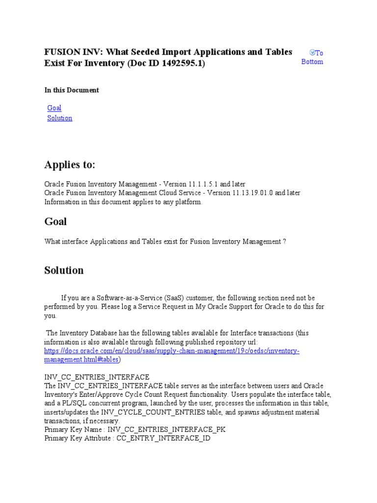Oracle Interface Tables | PDF | Database Transaction | Table (Database)