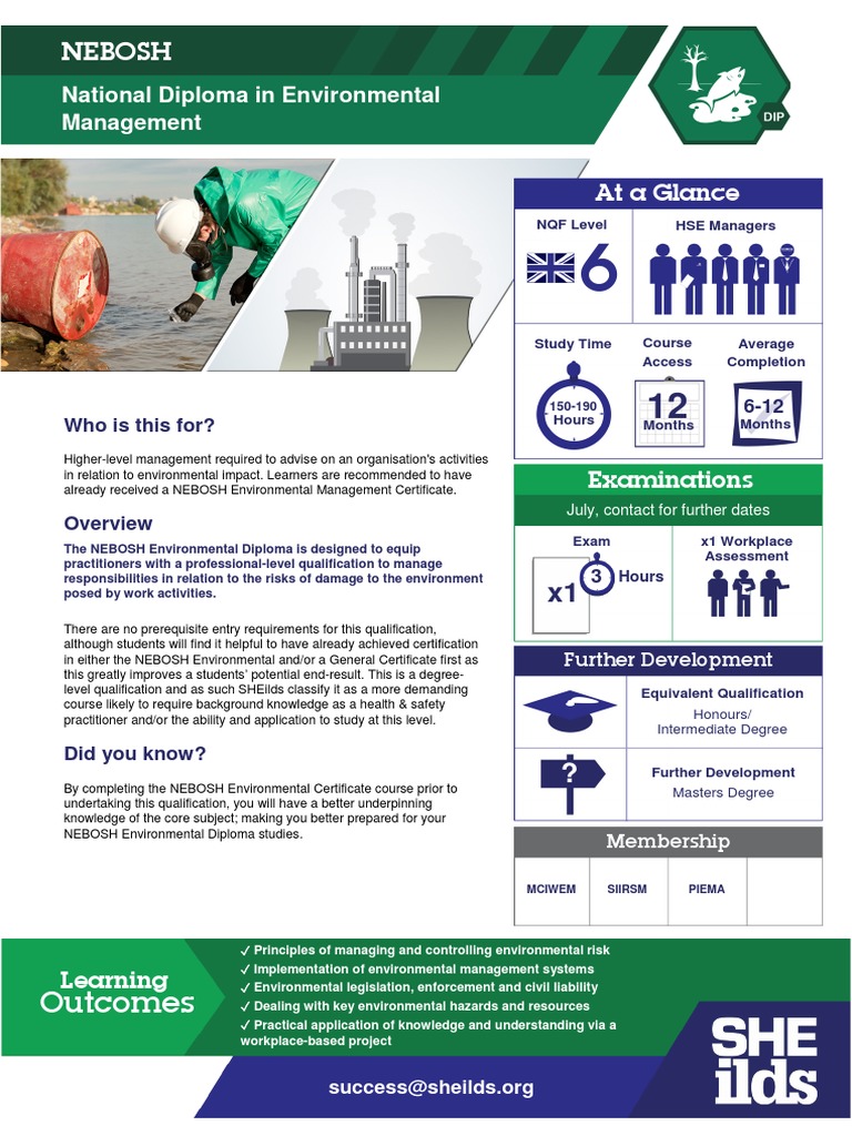 Nebosh Environmental Diploma Sheilds | PDF | Vocational Education ...