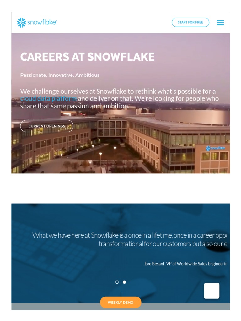 Snowflake Cloud Data Platform Careers - Join The Snowflake Team | PDF ...