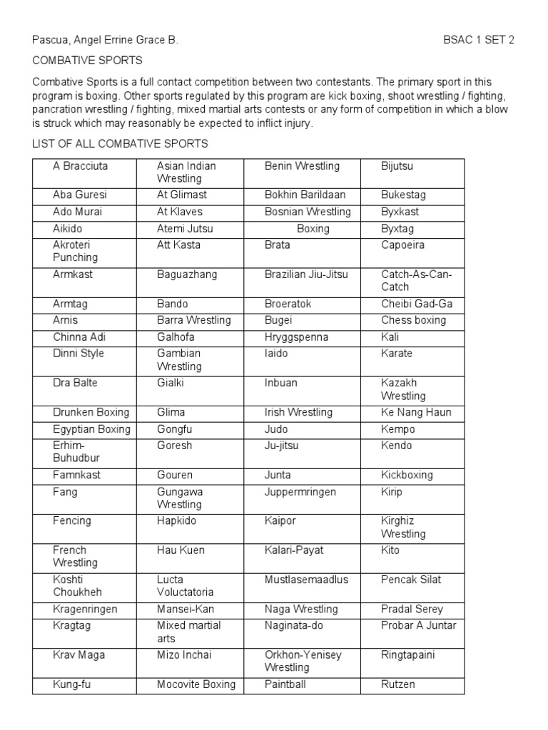 Combative Sports | PDF | Jujutsu | Mixed Martial Arts Styles