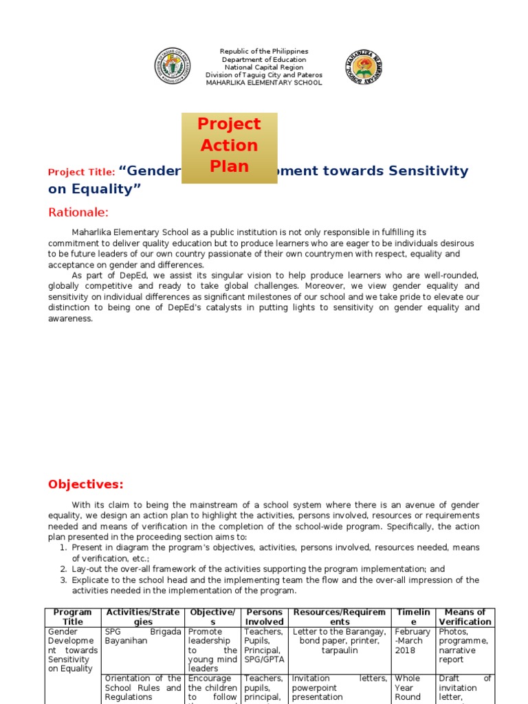 GAD Action Plan 1 | PDF | Gender Equality | Gender Studies