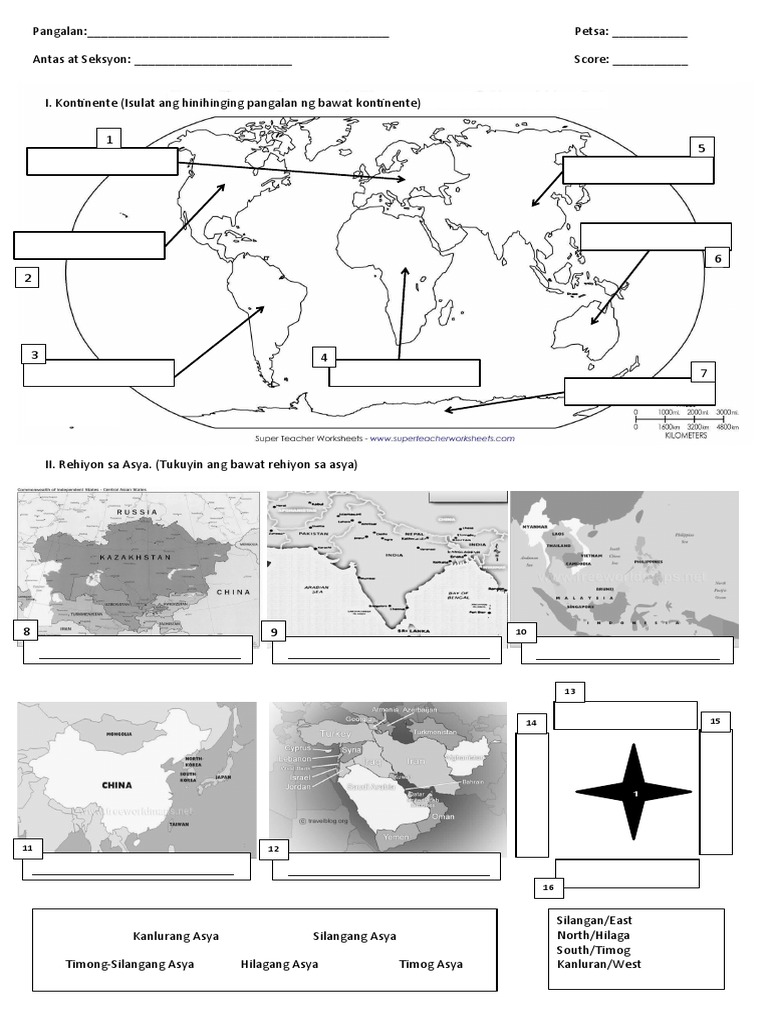 Activity Kontinente at Asya | PDF
