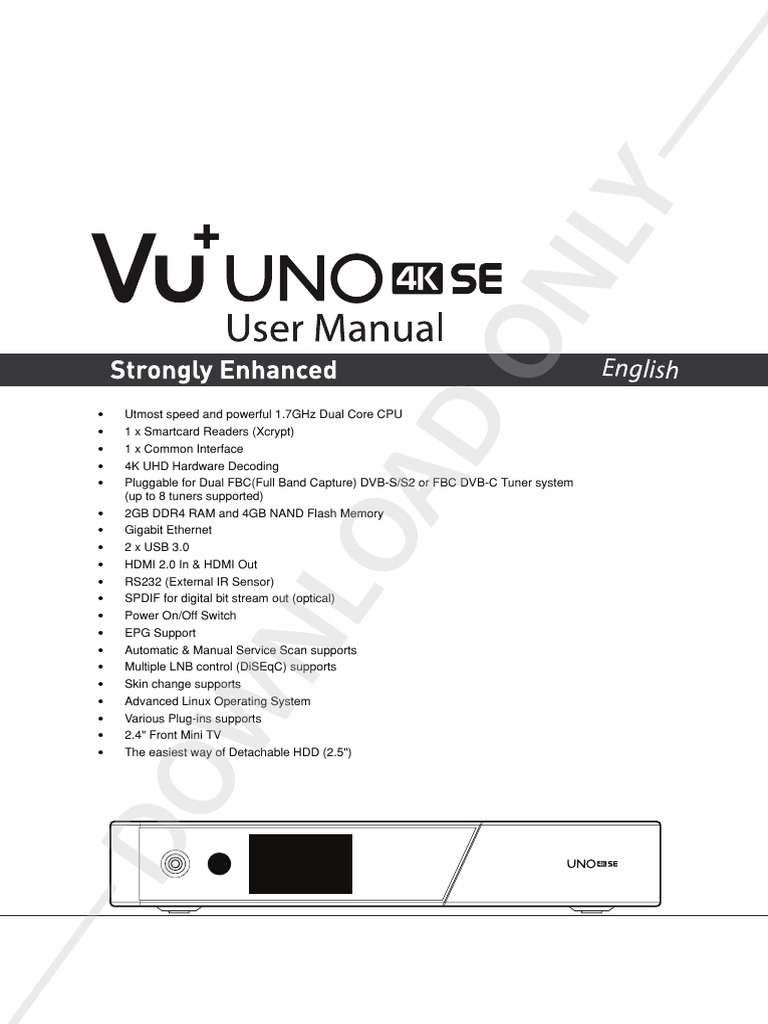 UNO 4K SE User Manual - ENG - D190617 | PDF | Smart Card | Hdmi