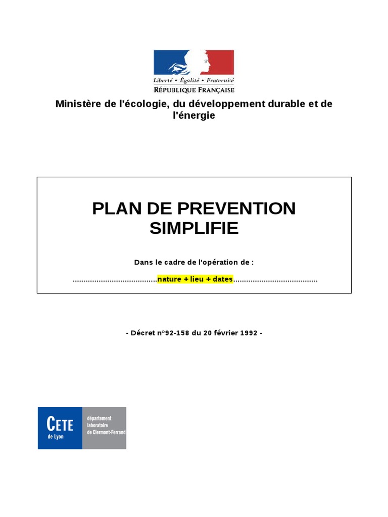 Modele - Plan-Prevention France | PDF | Prophylaxie | Sécurité