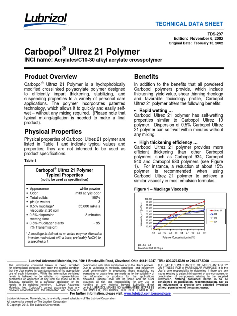 Ultrez 21 | PDF | Sodium Hydroxide | Gel