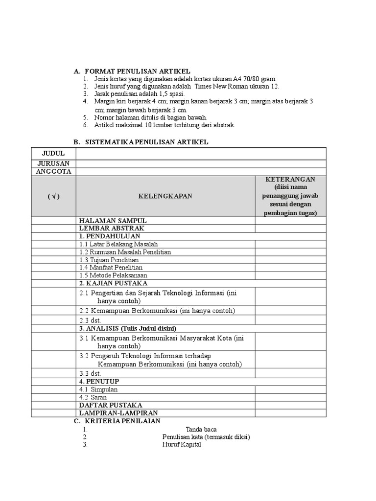 Format Penulisan Artikel | PDF