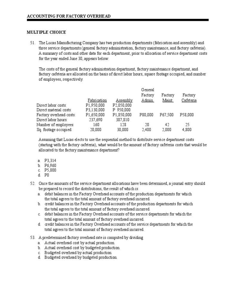 Ex2 Accounting For FOH | PDF | Cost Of Goods Sold | Management Accounting