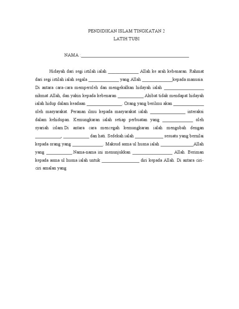 Pendidikan Islam Tingkatan 2-Latih Tubi | PDF
