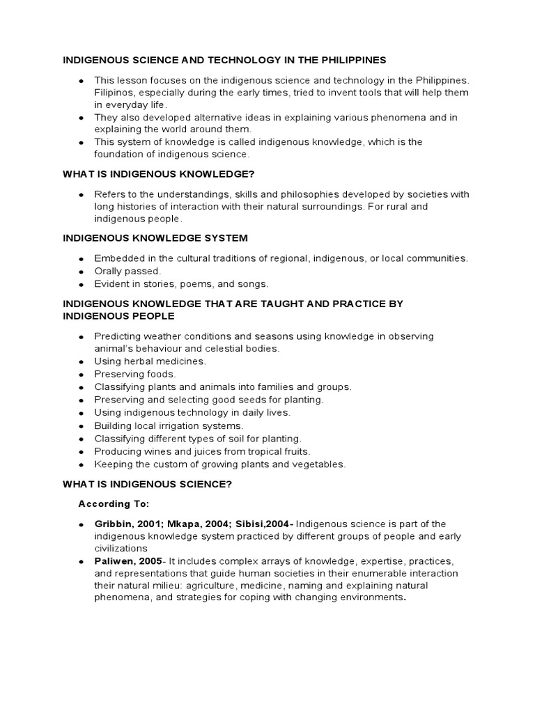 Indigenous Science and Technology in The Philippines | PDF | Attitude ...