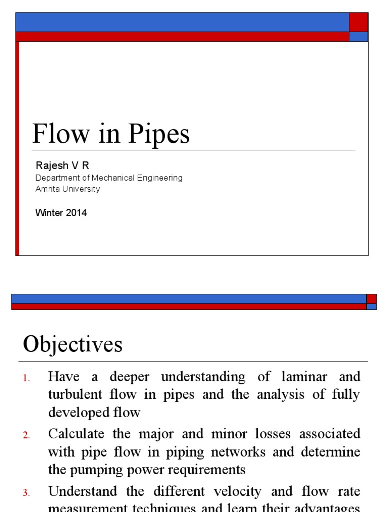FluidMechanics - Flow in Pipes | PDF | Reynolds Number | Fluid Dynamics