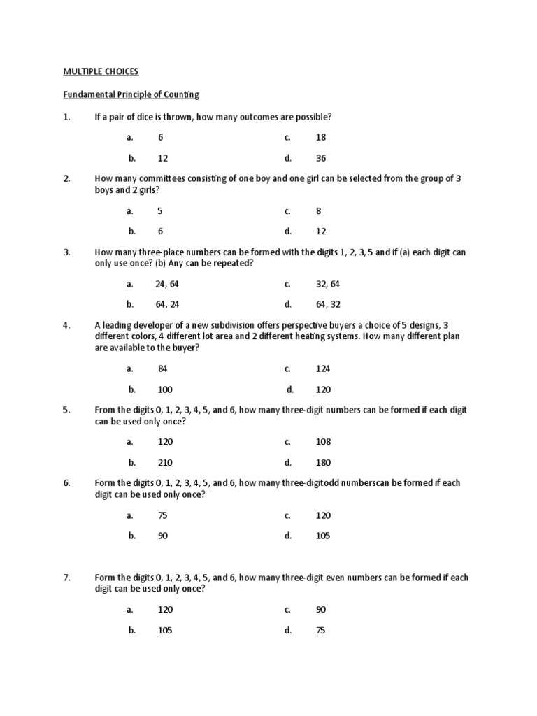 Multiple Choices PDF Probability Distribution Mean