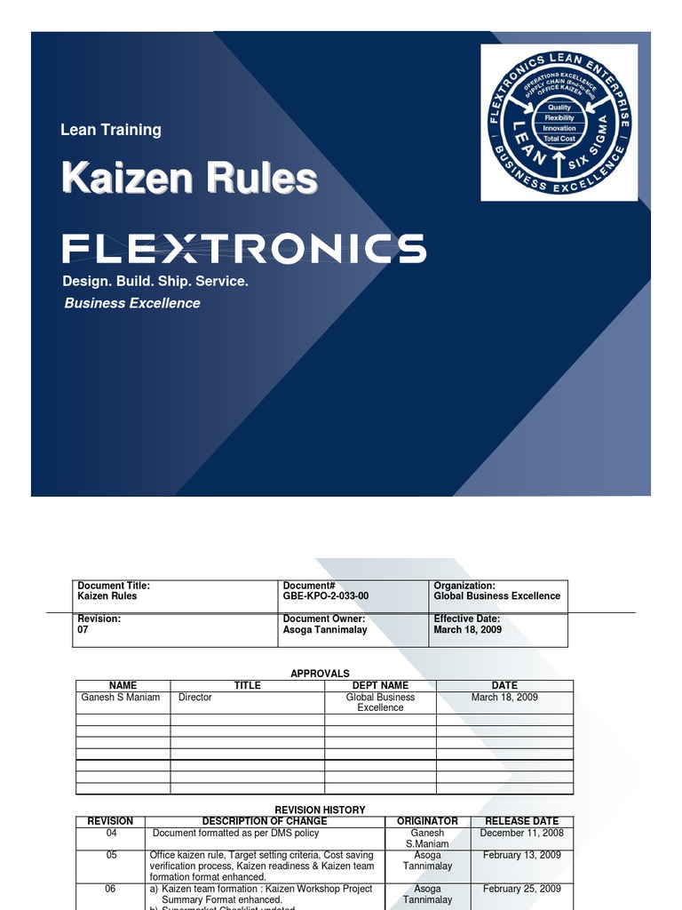 GBE KPO 2 033 00 Kaizen Rules | PDF | Inventory | Working Capital