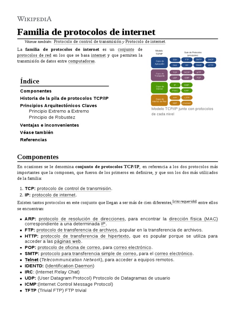 Familia de Protocolos de Internet | PDF | Conjunto de protocolos de internet | Tecnología digital
