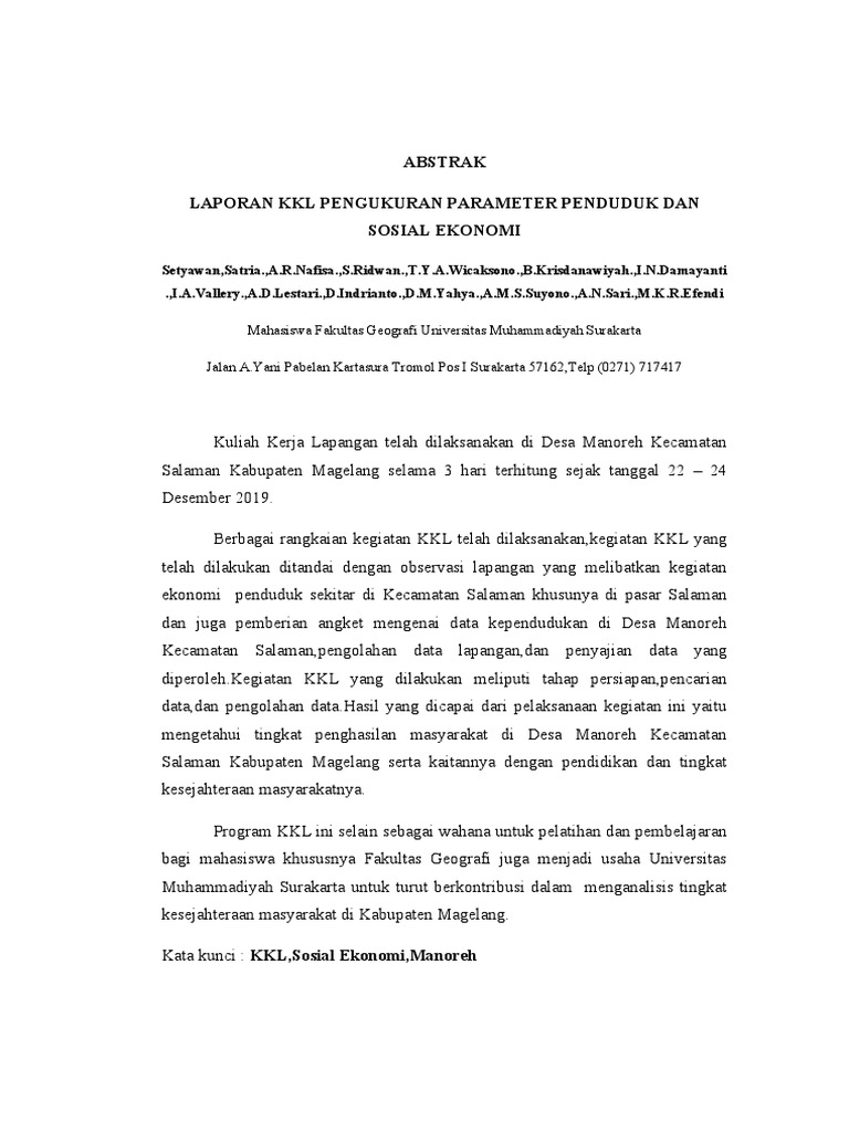 Abstrak Laporan KKL | PDF | Sains & Matematika