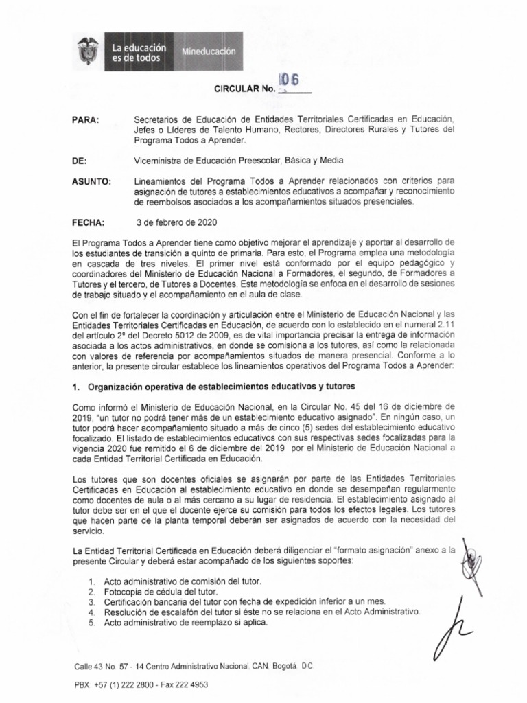 Lineamientos Programa Todos a Aprender | PDF | Transporte | Aprendizaje
