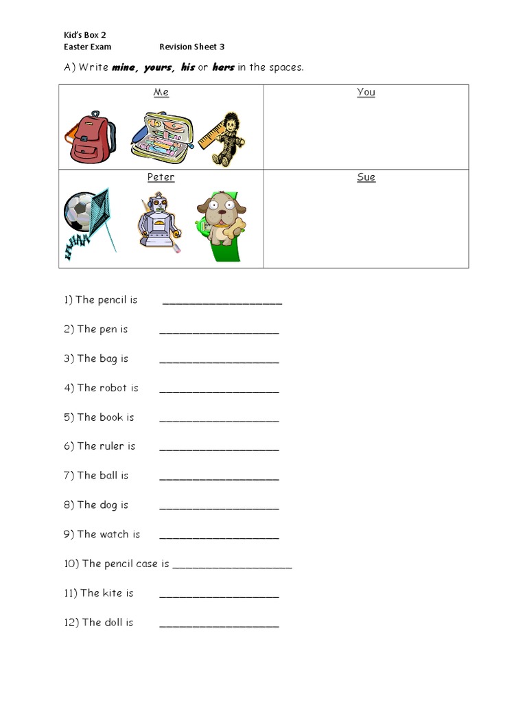Possessive Pronouns Fun Activities Games Grammar Drills - 45043 | PDF ...
