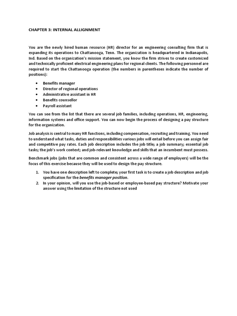 COHR311 Chapter 3 Case Study Internal Alignment | PDF