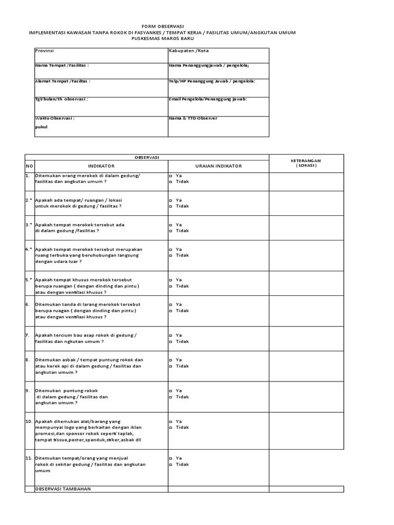 Form Pemantauan KTR | PDF