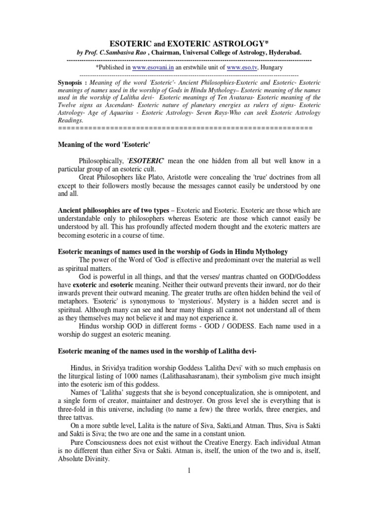 Esoteric and Exoteric Astrology | PDF | Planets In Astrology | Devi