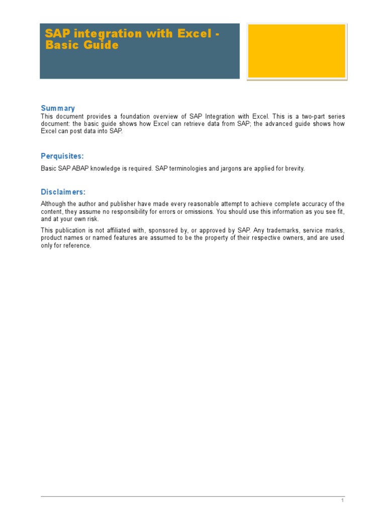 SAP Integration With Excel - Basic Guide | PDF | Model–View–Controller ...