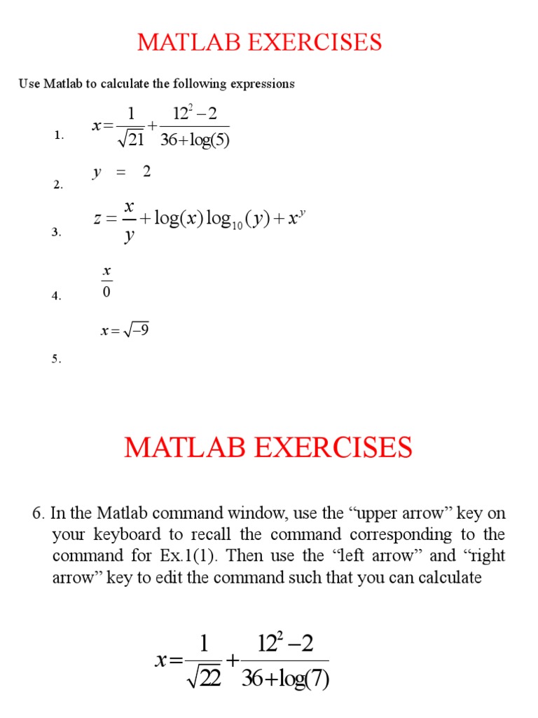 MATLAB Exercises I | PDF | Matrix (Mathematics) | Functional Analysis