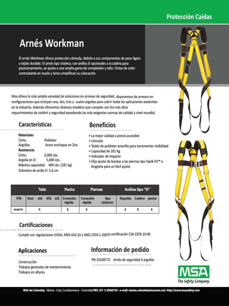Ficha Tecnica Arnes | PDF