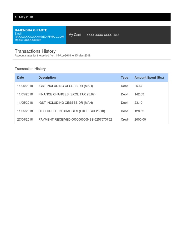 Transaction History and Charges Summary | PDF | Business | Law