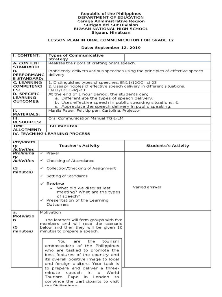 Co2nd Quarter | PDF | Public Speaking | Lesson Plan