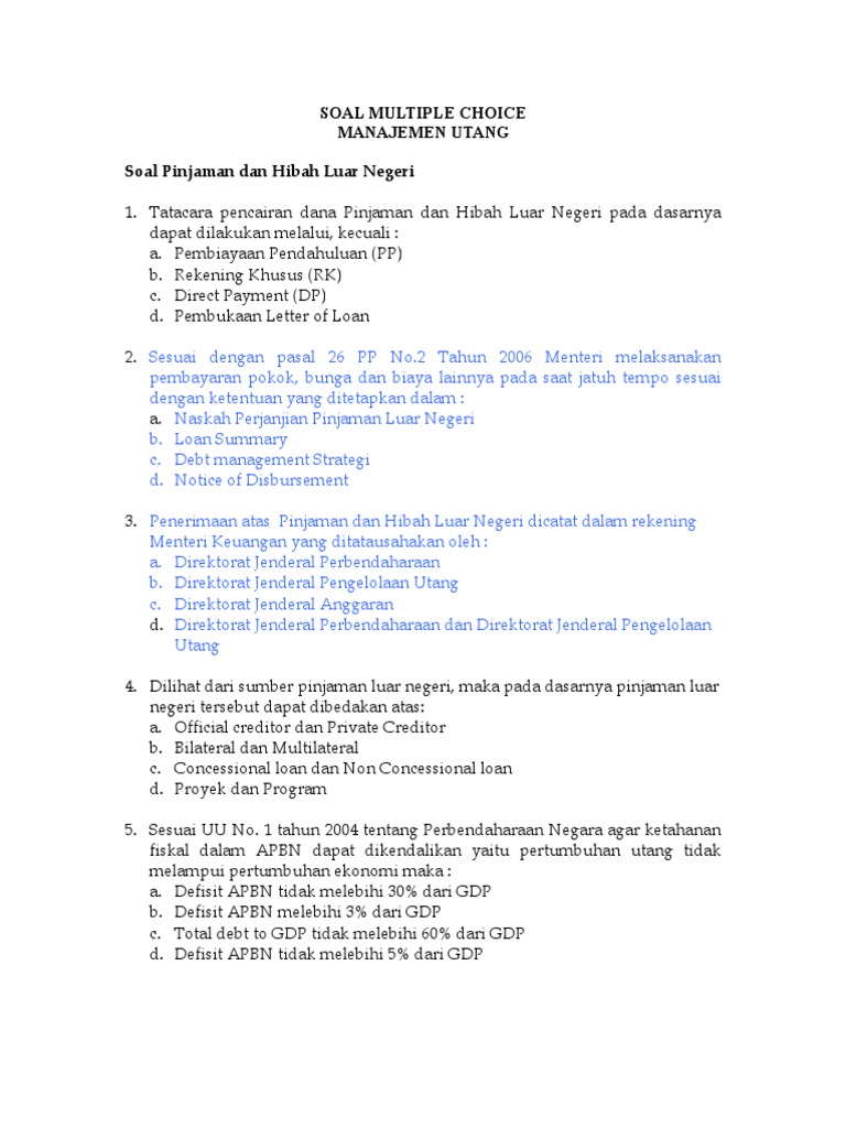 Soal Multiple Choice Utang | PDF